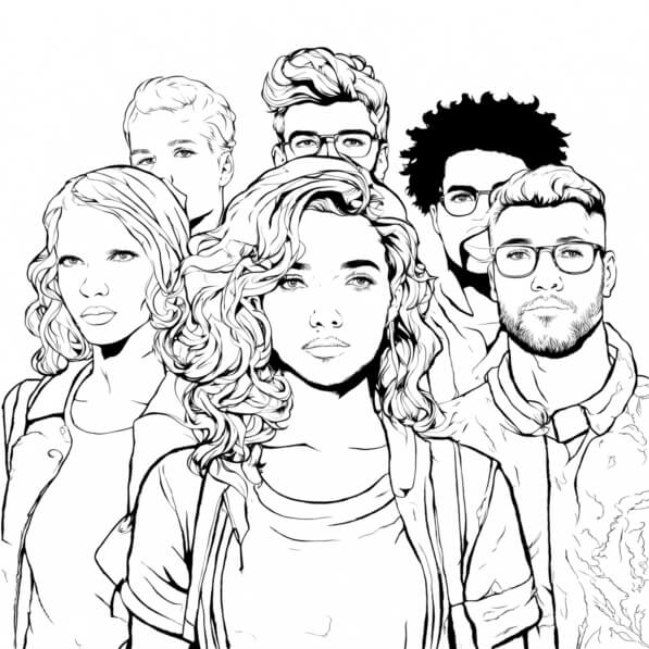 Download Educational Drawing: Group of Young People Exploring Cultures ...