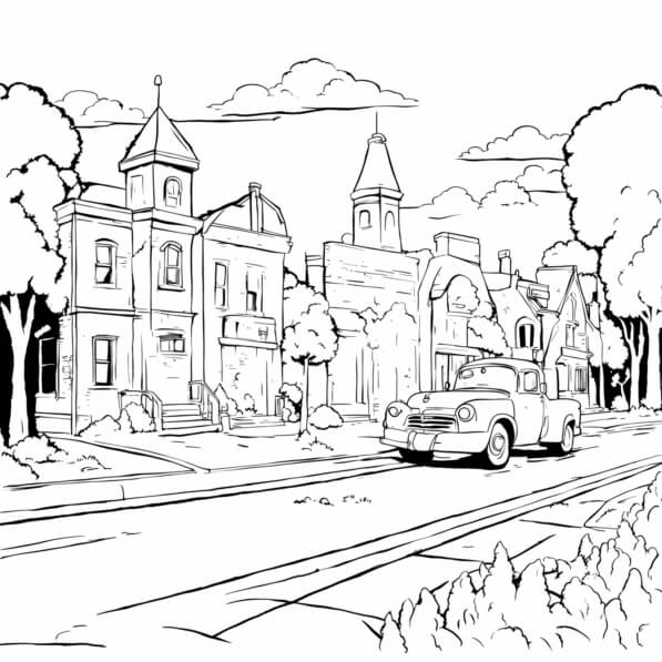 Scarica Disegno in Bianco e Nero di un'Auto d'Epoca per la Strada ...