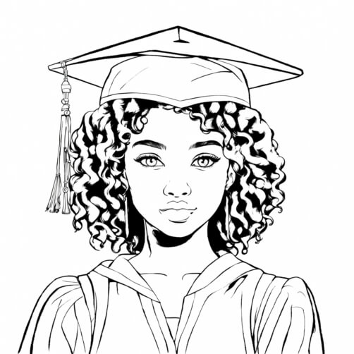 Download Graduation of a Black Woman with Curly Hair Coloring pages ...