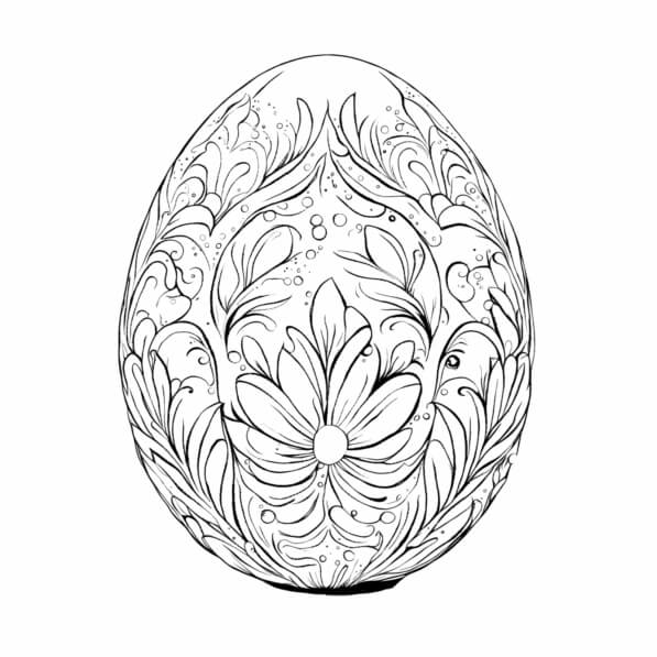 Download Intricate Easter Egg Drawing with Floral Designs Coloring ...