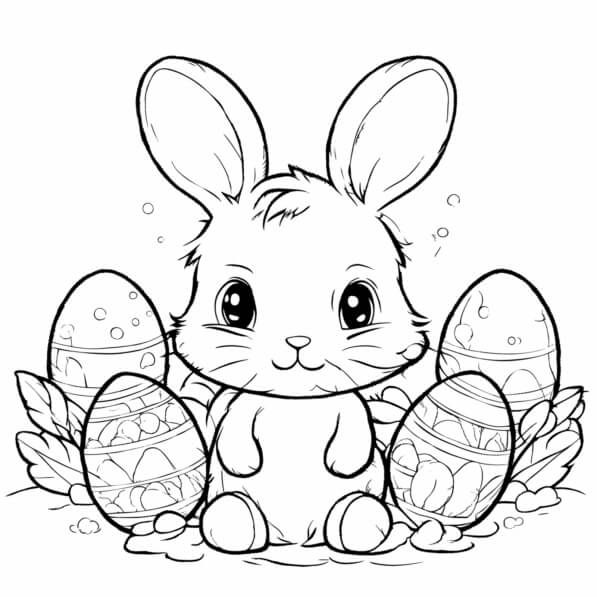 Download Cute Bunny and Easter Eggs Coloring Pages Coloring pages ...