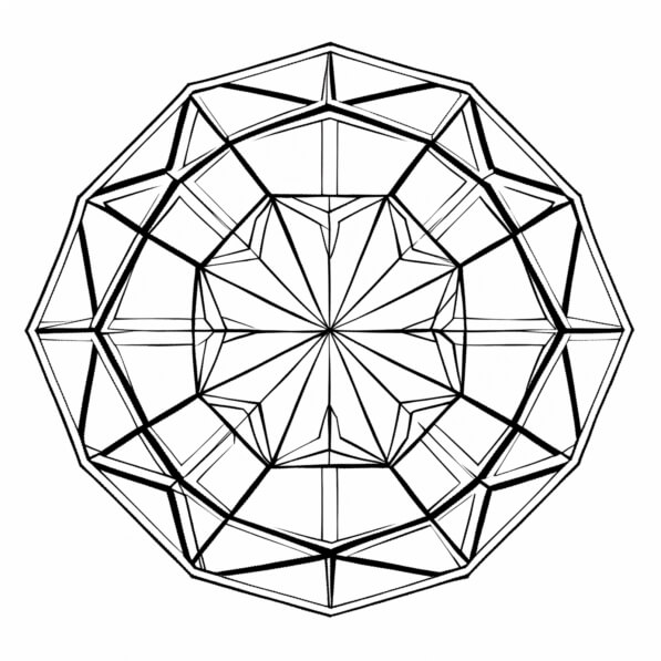 Download Black and White Octahedron Geometric Drawing Coloring pages ...