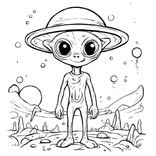 Download Alien Coloring Page in Space Coloring pages Online - Creative ...