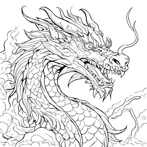 Download Dragon Head Coloring Page with Clouds Coloring pages Online ...