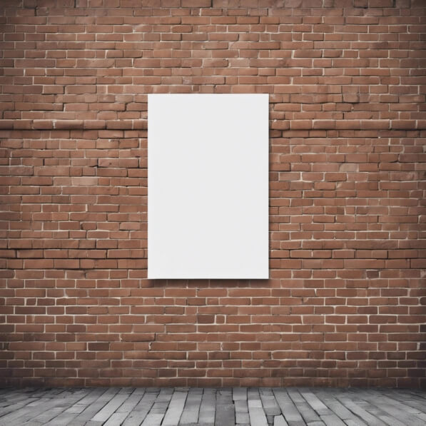 Baixe Pôster em branco na parede de tijolos Mockups - Creative Fabrica