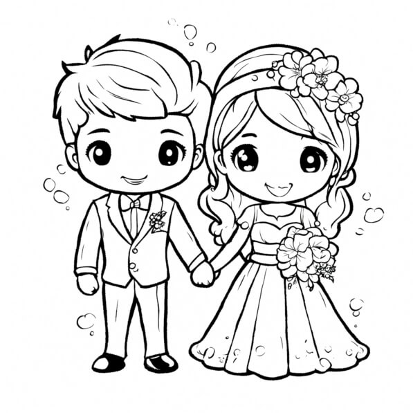 Descarga Página para colorear de dibujos animados de novia y novio ...