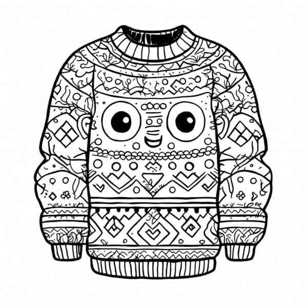 Download Adult Coloring Page: Owl Sweater Design Coloring pages Online ...