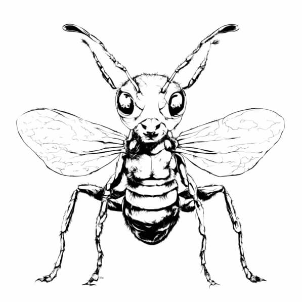 Download Detailed Drawing of Bee Coloring pages Online - Creative Fabrica