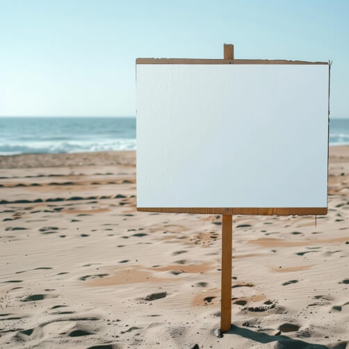 Download Blank White Board on Beach Near Ocean Mockups Online ...