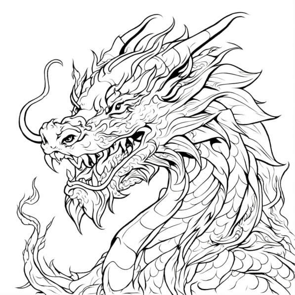 Download Dragon Head Coloring Page Coloring pages Online - Creative Fabrica