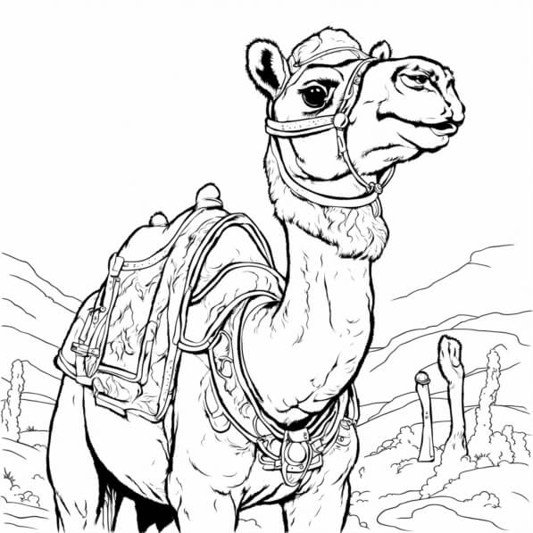 Download Camel Coloring Page in the Desert Coloring pages Online ...