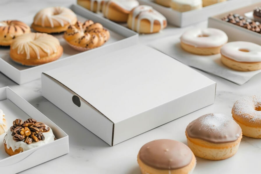 Download Assorted Donuts in White Boxes Mockups Online - Creative Fabrica