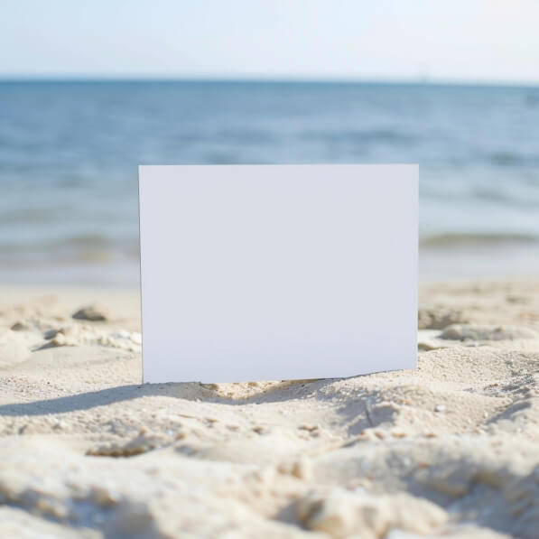 Download White Card on Beach: Invitation or Aesthetic Piece Mockups ...