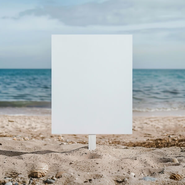 Descarga Letrero Blanco en Blanco en la Playa Mockups En Línea ...
