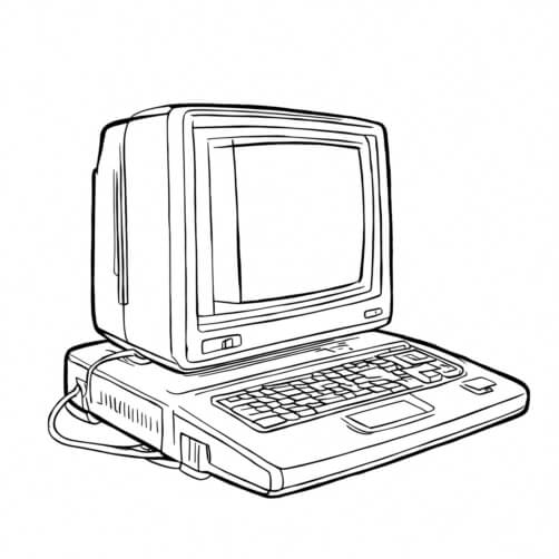 Download Black and White Drawing of Old-School Computer Coloring pages ...