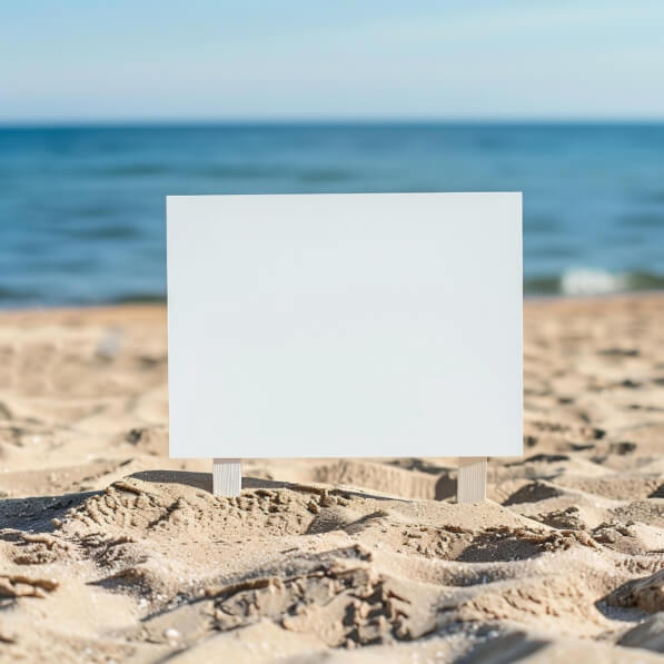 Download White Blank Sign on Beach by the Ocean Mockups Online ...