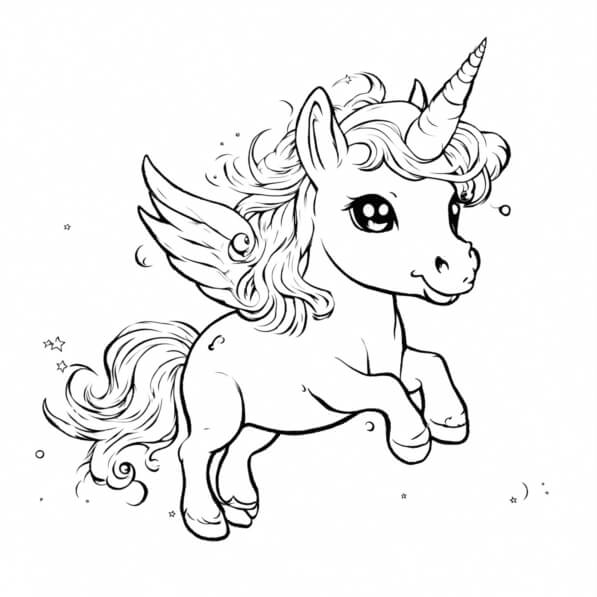 Download Cute Unicorn Coloring Page with Wings Flying Coloring pages ...
