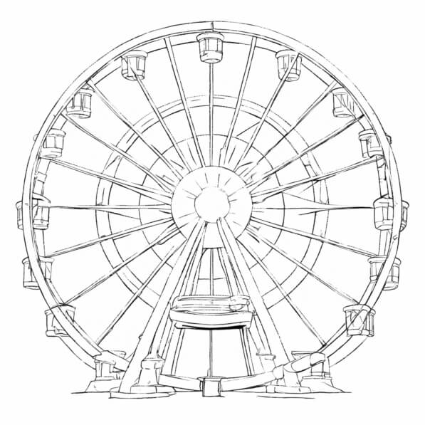 Download Black-and-White Drawing of Ferris Wheel Coloring pages Online ...