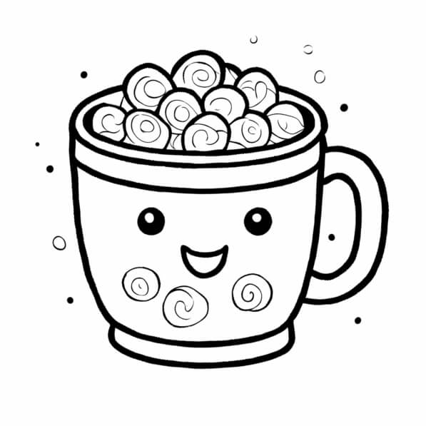 Download Black and White Coloring Page: Cup of Hot Cocoa Coloring pages ...