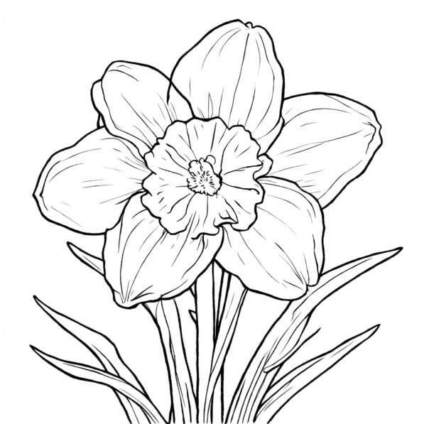 Download Spring Flower Coloring Page with Daffodils Coloring pages ...