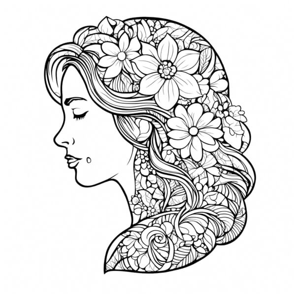 Descarga Imagen de Retrato en Blanco y Negro para Colorear y Dibujar ...