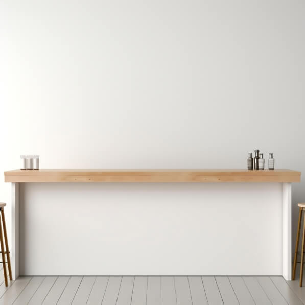 Download White Bar Counter with Bottles and Wooden Stools Mockups ...