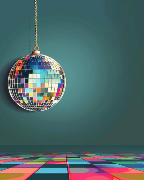 Download Kleurrijke Discobal in Versierde Kamer Achtergronden online op ...