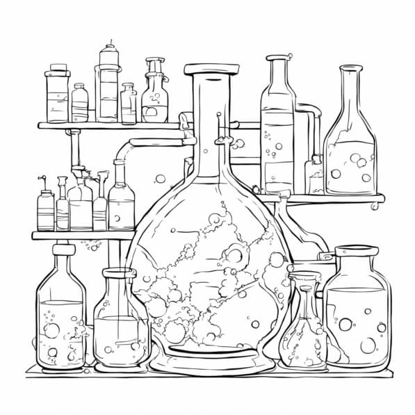 Download Educational Image: Beaker with Scientific Tools Coloring pages ...