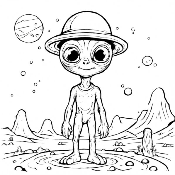 Download Alien Coloring Page with Planets Coloring pages Online ...