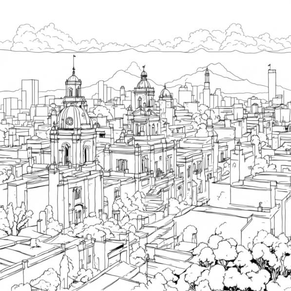 Download Cityscape Coloring Page Coloring pages Online - Creative Fabrica