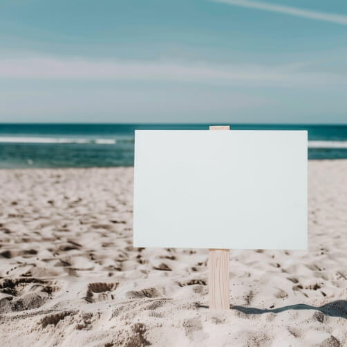Download Blank White Board on Beach Near Ocean Mockups Online ...