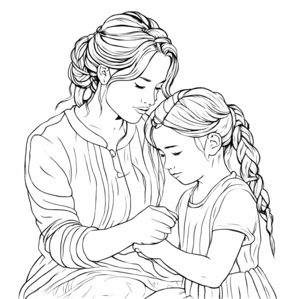Download Mother and Daughter Bonding Moment Coloring pages Online ...
