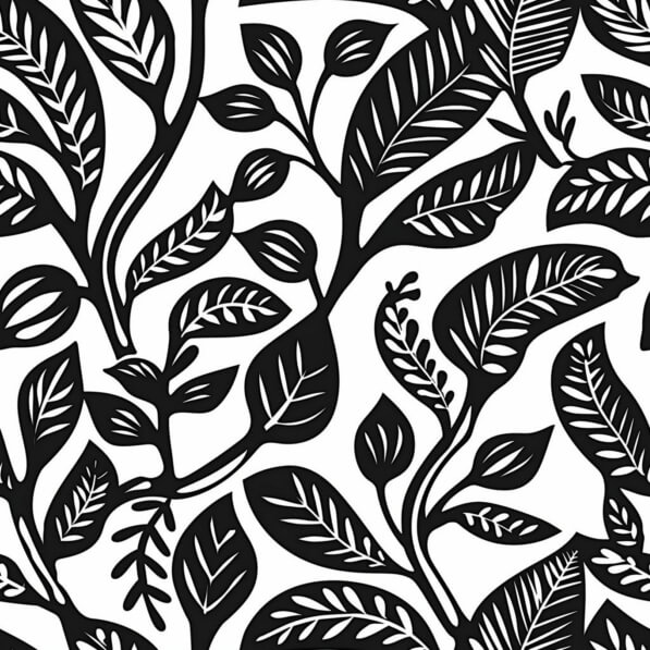 Download Seamless Black and White Leaves Pattern Patterns Online ...