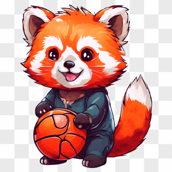 Download Kawaii Red Panda Playing with Basketball Ball Kawaii Online ...