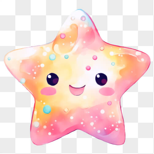 Download Kawaii Star-Shaped Object in Pink, Blue, and Yellow Kawaii ...