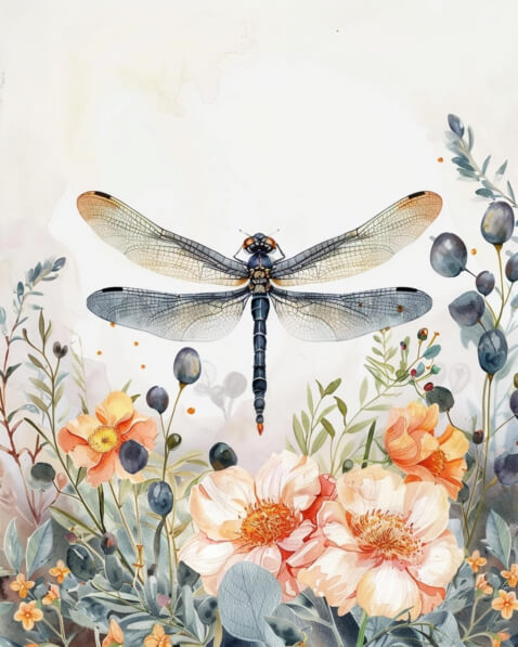Download Dragonfly Perched on Flowers with Butterflies Backgrounds ...