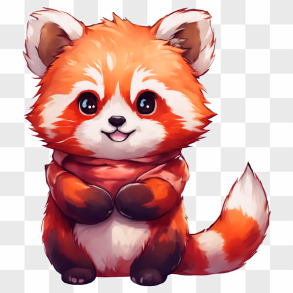 Download Kawaii Red Panda with Scarf Kawaii Online - Creative Fabrica