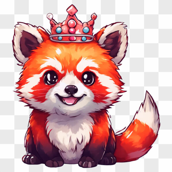 Download Kawaii Red Panda Wearing Crown Kawaii Online - Creative Fabrica