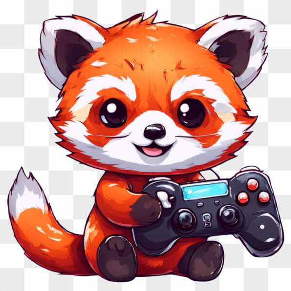 Download Kawaii Red Fox Playing with Game Controller Kawaii Online ...