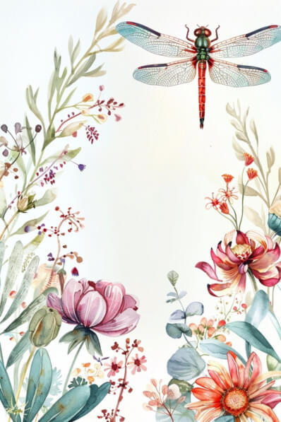 Baixe Pintura Abstrata em Aquarela de Flores, Libélulas e Borboletas ...