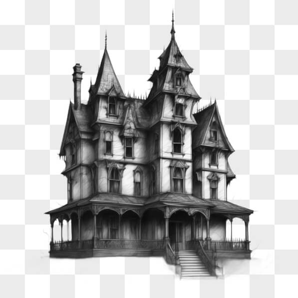 Download Black and White Gothic Style House Illustration Sketches ...