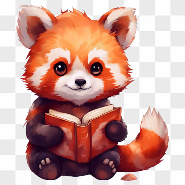 Download Kawaii Red Panda Reading a Book Kawaii Online - Creative Fabrica