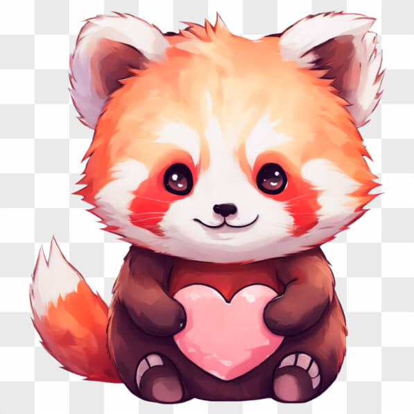Descarga Panda Rojo Kawaii Sosteniendo Corazón Kawaii En Línea ...