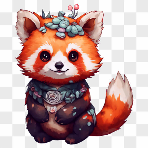 Download Kawaii Red Panda in Floral Outfit Kawaii Online - Creative Fabrica