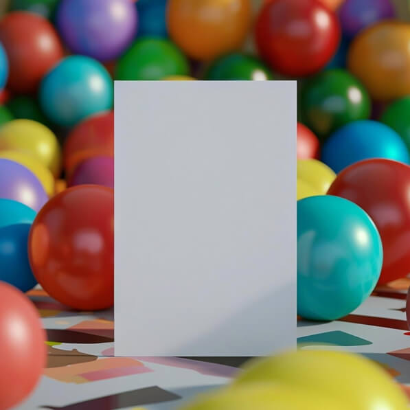 Download White Card Among Colorful Balls Mockups Online - Creative Fabrica