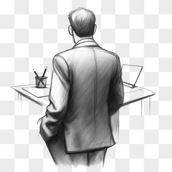 Download Occupational Drawing: Man at Desk Sketches Online - Creative ...
