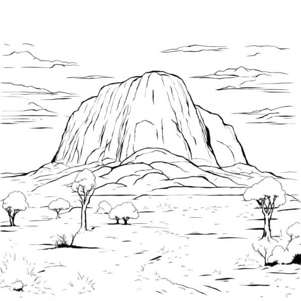 Download Black and White Drawing of a Landscape in the Australian ...