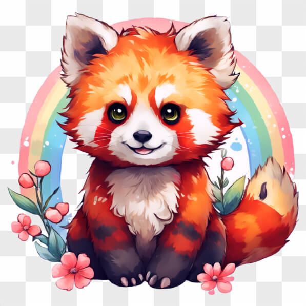 Download Kawaii Red Panda in Colorful Flowers and Rainbows Kawaii ...
