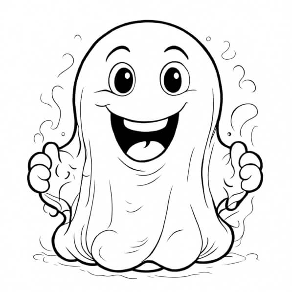 Download Cartoon Spook met Duimen Omhoog Kleurplaten online op Creative ...