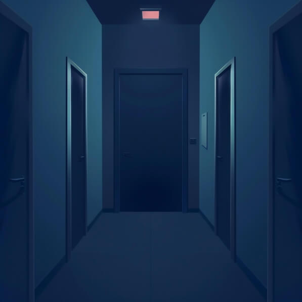 Download Dark Hallway with Doors and Light Source Backgrounds Online ...
